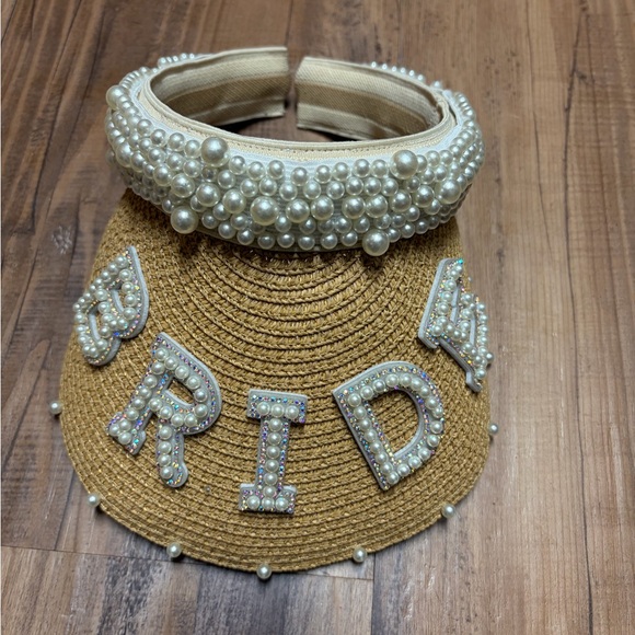 Versona | Accessories | Versona Pearl Embellished Bride Hat Tan And ...